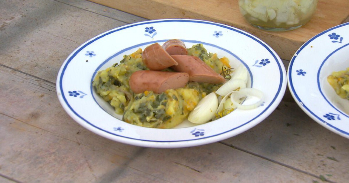 Stamppot met vegetarische rookworst | BinnensteBuiten