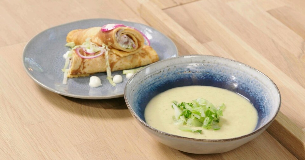 Hartige pannenkoek met gerookte makreel en bloemkool-kerriesoep | BinnensteBuiten